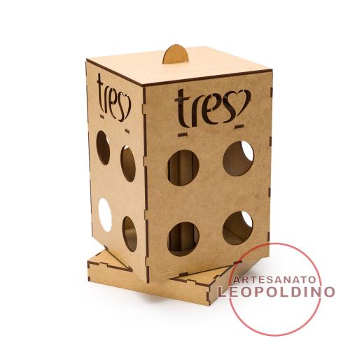 PORTA CAPS GIRATORIA QUADRADA TRES CORACAO - Artesanato Leopoldino